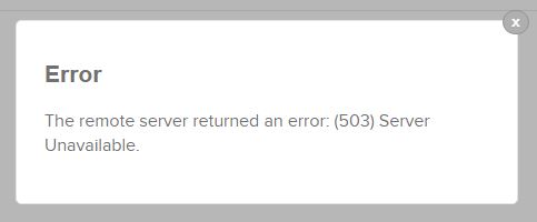 Error message - The remote server returned an error (503) or (429)
